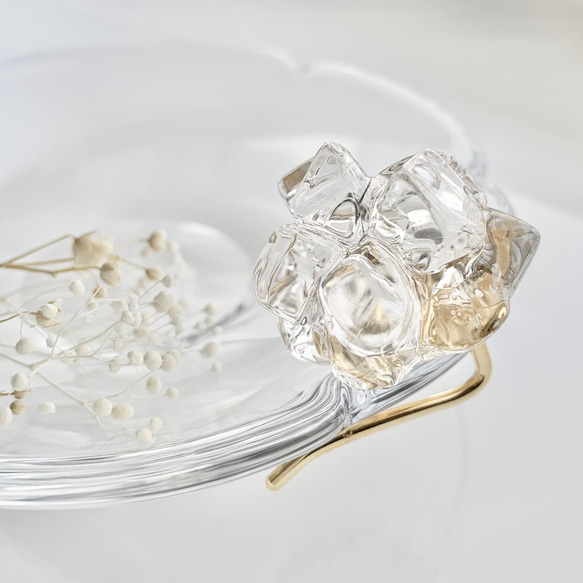 【再販】unmelted ice ポニーフック/ 水晶, 金具 ゴールドカラー/ 4月誕生石〈受注制作〉 ポニーフック・ヘアカフス pure ...