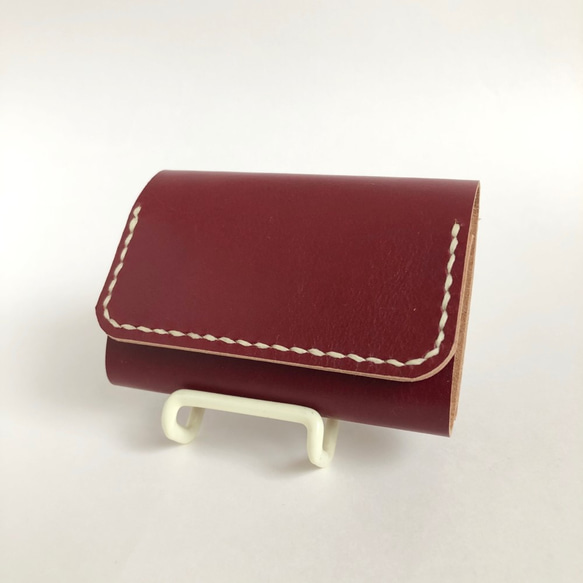 レザークラフト 三つ折りミニ財布（ワインレッド）送料込み 三つ折り財布 melrabbit 通販 11569751｜Creema(クリーマ)