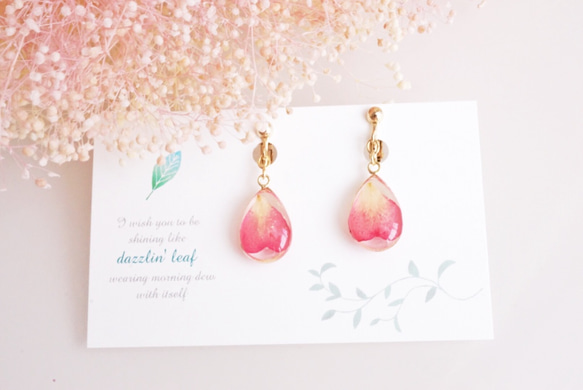 ハート形バラの花びら ピアス/イヤリング イヤリング・ノンホールピアス dazzlin’ leaf 通販｜Creema(クリーマ) 9085352
