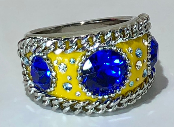 大きめサイズ☆マジェスティックブルー／イエローオーバルリング04 指輪・リング studio KWELI 通販 6902882｜Creema ...