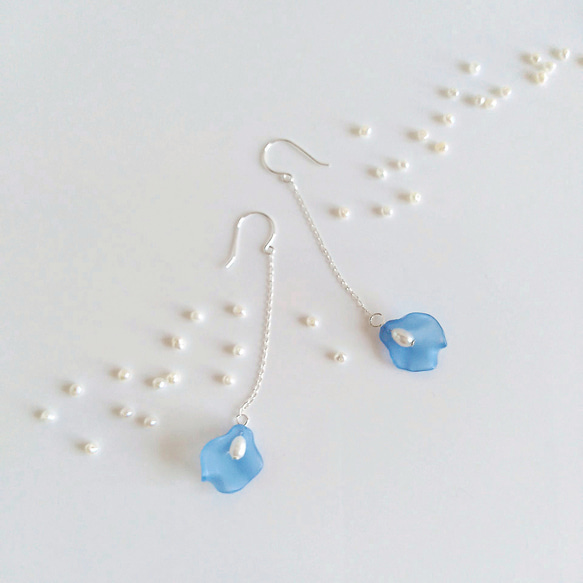 silver925*Blue flowerピアス（M074） ピアス（フック・チェーン） Orifumi(オリフミ） 通販｜Creema(クリーマ) 7509103