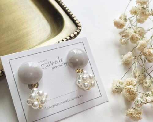 スクエアメタルチャーム マーブルカボション maruco