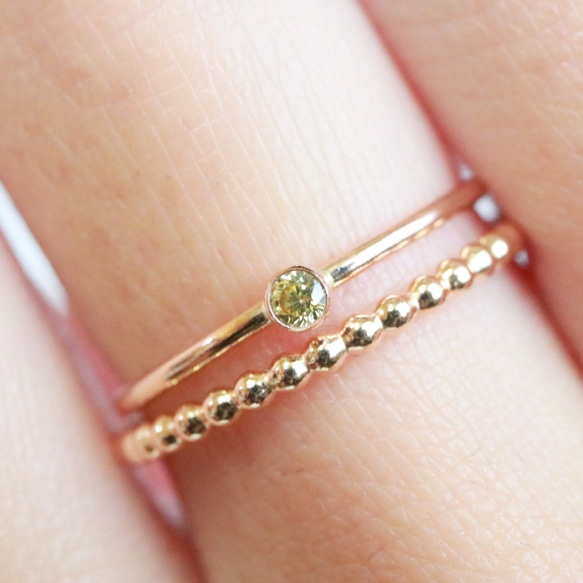 【2本セット】 ベゼル 2mm石 ペリドット＆つぶつぶプレーン＊1.0mm～14kgf～つけっぱなしOK 指輪・リング Jewelry craft.sachi 通販 10904398 ...