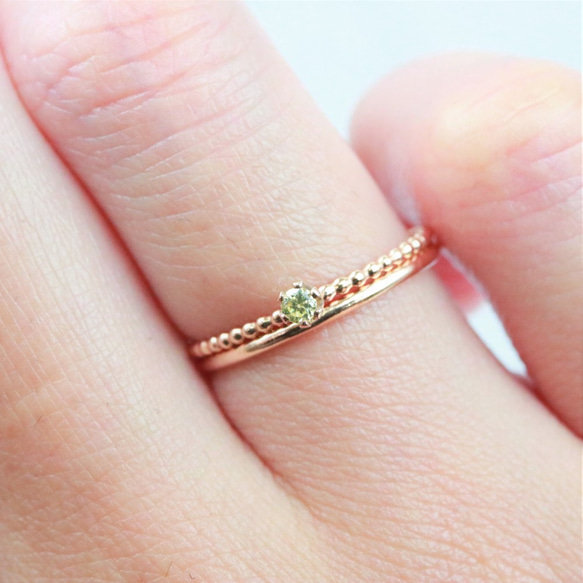【2本セット】 14kgf ペリドット 1.2mmつぶつぶタイプ＆ストレートリング（変更OK） 指輪・リング Jewelry craft.sachi 通販｜Creema(クリーマ)