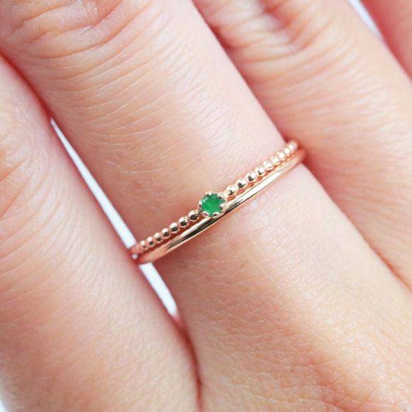 【2本セット】 14kgf エメラルド 1.2mmつぶつぶタイプ＆ストレートリング（変更OK） 指輪・リング Jewelry craft.sachi 通販｜Creema(クリーマ) 11017647