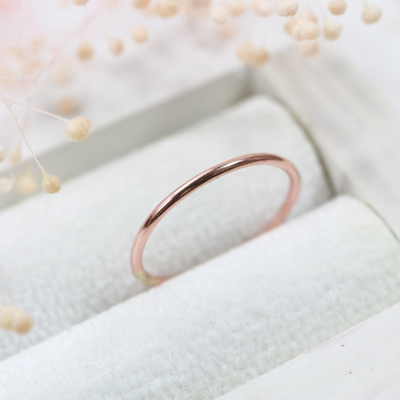 14kgf 1.0mm幅、ピンクゴールドストレートリング／ピンキーリング・シンプル・華奢 指輪 指輪・リング Jewelry craft ...