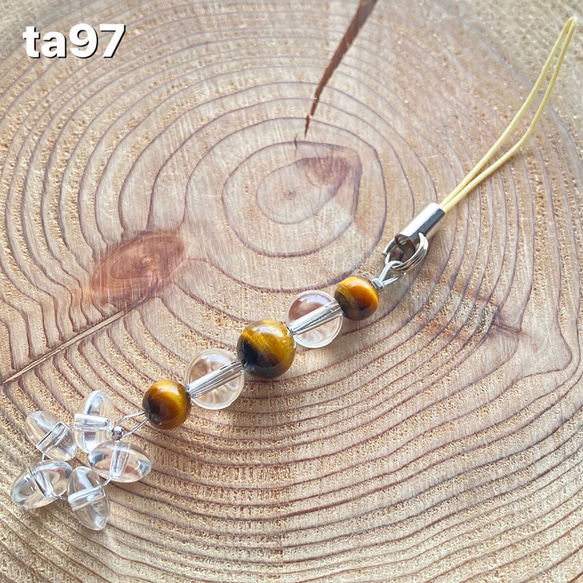タイガーアイと水晶のストラップ ta97 その他アクセサリー pinky 通販｜Creema(クリーマ)