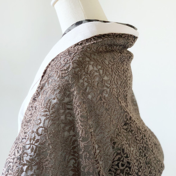 新作☆レースタスキ【ボタニカル柄／チャコールブラウン】マーガレットタイプ・羽織＜Lサイズ＞ﾙﾂﾎﾞ/る壺/実用的な着物★ 和装小物（帯・半襟 ...