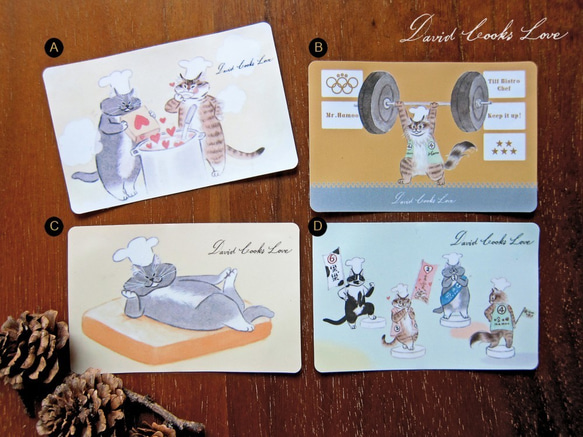イラストレーター/ David Cook Love / DavidCooksLove - 癒しの猫のカードステッカーセット（カ シール ...