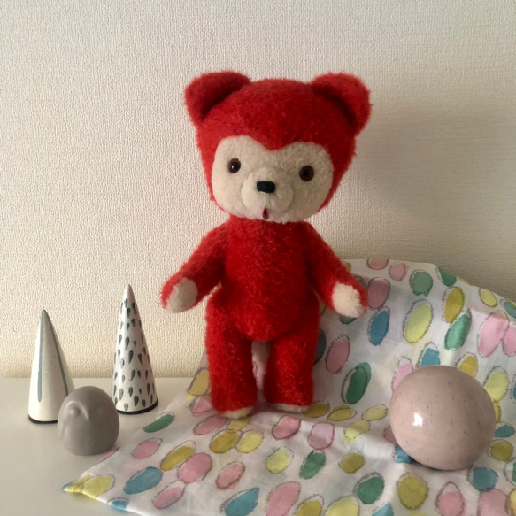 テディベア(ショートモヘア・赤) ぬいぐるみ yano 通販 6581131｜Creema(クリーマ)