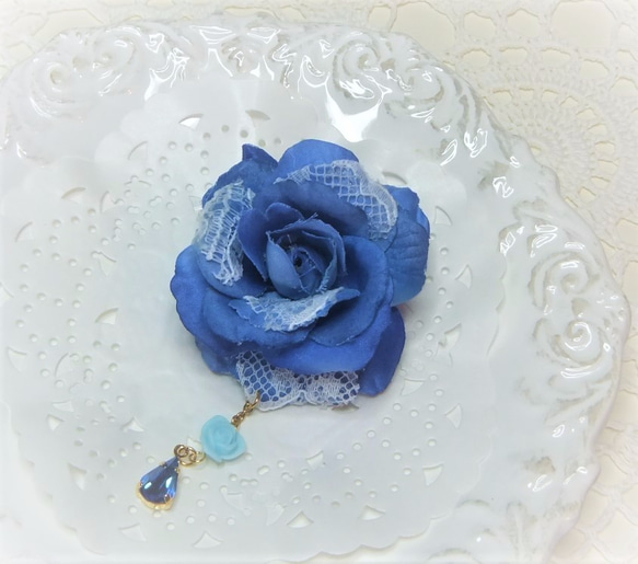 【再販】2way プチコサージュ ばら（レース＆チャーム付）☆＊：セルリアンブルー コサージュ ange bleu 通販 3164273 ...