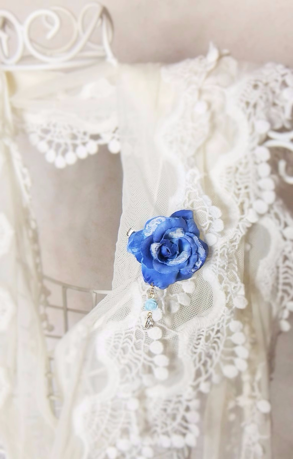 【再販】2way プチコサージュ ばら（レース＆チャーム付）☆＊：セルリアンブルー コサージュ ange bleu 通販 3164273 ...