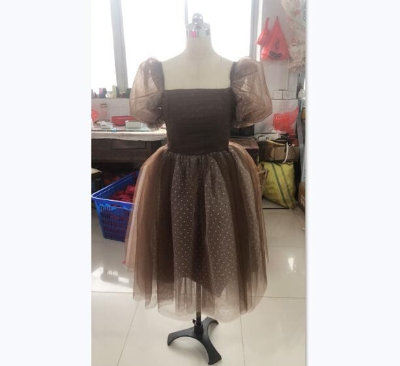 高品質！パーティードレス大人気上昇 ソフトチュール パフスリーブ プリンセスライン 憧れのドレス エレガント クラシカル ドレス ARY ...