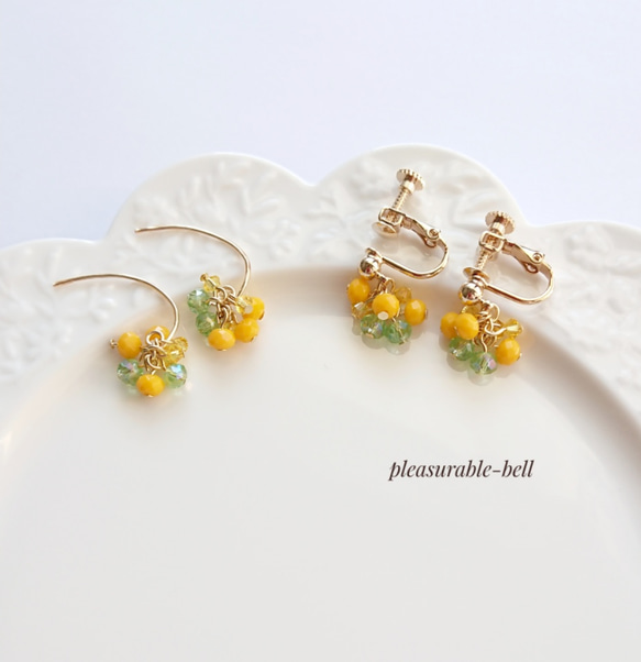 ＊ミモザ＊ 春の訪れ ピアス/イヤリング/樹脂ノンホール イヤリング・ノンホールピアス pleasurable-bell 通販 8544613 ...