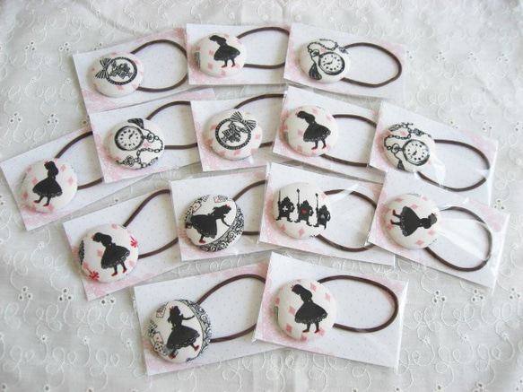 26-57 『秋の福袋』 送料込み♪ ヘアゴムアソート14点セット 不思議の国のアリス シェア＊プチプレゼントに♪ ヘアゴム nuno ...