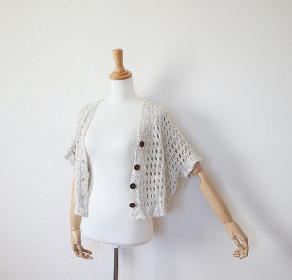 杢キナリコットンの手編みカーディガン カーディガン timatima 通販｜Creema(クリーマ) 12045065