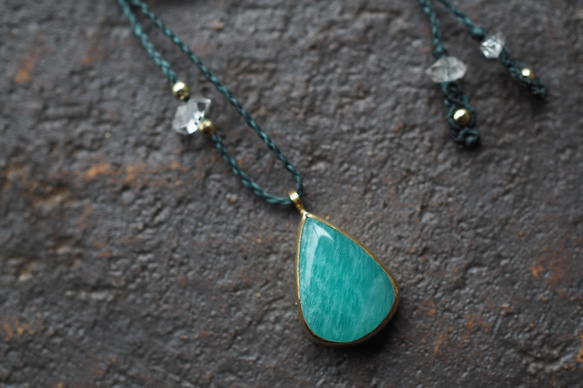 amazonite brass necklace (waterdrop) ネックレス・ペンダント Luciente 通販｜Creema ...
