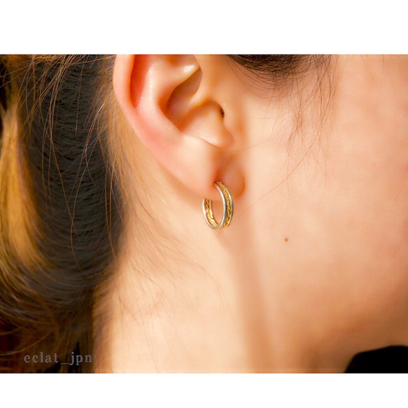 バイカラーsv925フープピアス小 ピアス（フープ） _eclat_vintage_ 通販｜Creema(クリーマ) 8818718