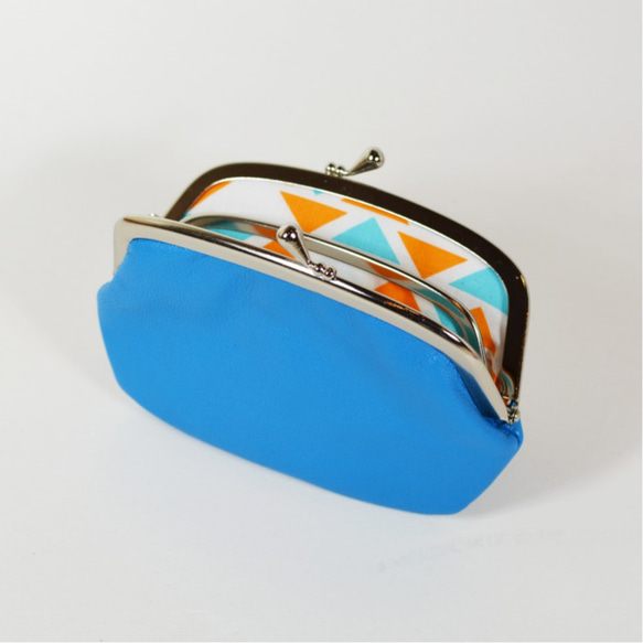 スカイブルー 革の仕切りがま口 がま口 Field of Roses 通販 1084732｜Creema(クリーマ)