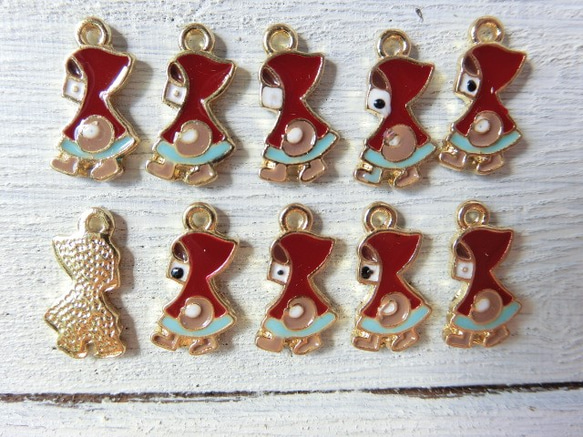 10個 カラフルチャーム 赤ずきん J101 検 ブラック 黒 ホワイト パール パーツ 七宝 高級 チャーム taoxin 通販 ...