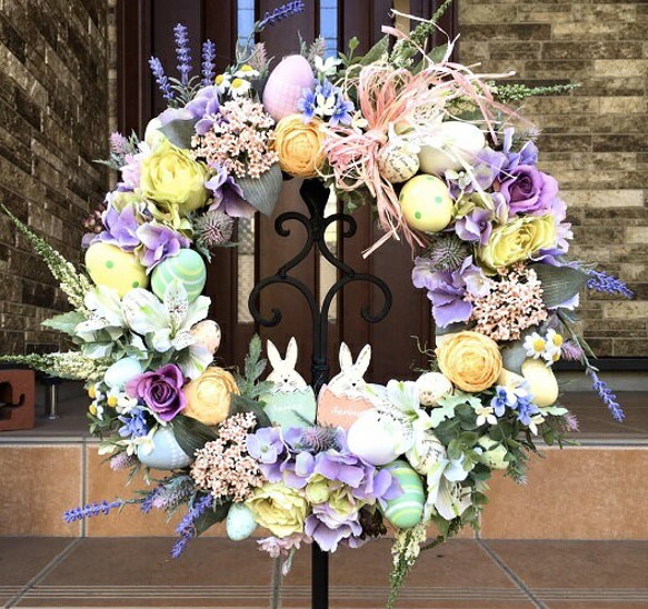 No.wreath-15151/イースターリース20-(3)50cm ツインバニー/アーティフィシャルフラワー造花 リース pieceofla ...