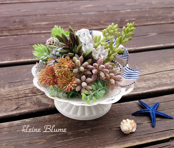 多肉のブリキベースアレンジ（アーティフィシャルフラワー） アートフラワー Kleine Blume 通販｜Creema(クリーマ) 4089688
