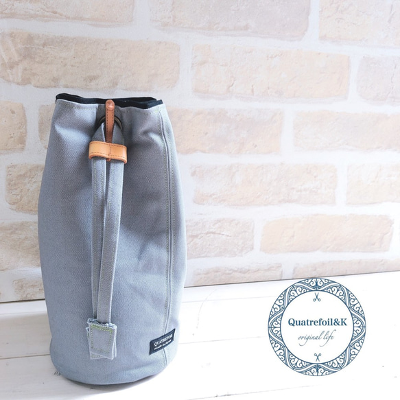 BALMUDA SPEAKER専用CANVASケース 筒形帆布バッグ シルバーグレー ユニセックスデザイン バケツバッグ Quatrefoil ...