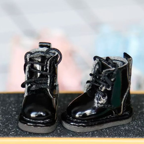 【送料無料】ON41 ブラック 黒 エナメルブーツ ねんどろいど オビツ11 ミディブライス ミニチュア 靴 その他人形 アートスタジオ ...