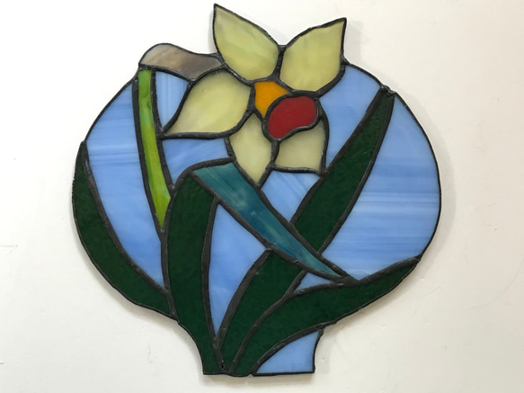 ステンドグラス アートパネル（扇型スタンド）（Ap-5.黄水仙） その他インテリア雑貨 kayako 通販 10095022｜Creema(クリーマ)