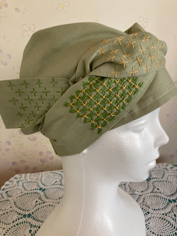 ③ 庄内刺し子の医療用ケア帽子 ハット あーたんばーば 通販 12677182｜Creema(クリーマ)