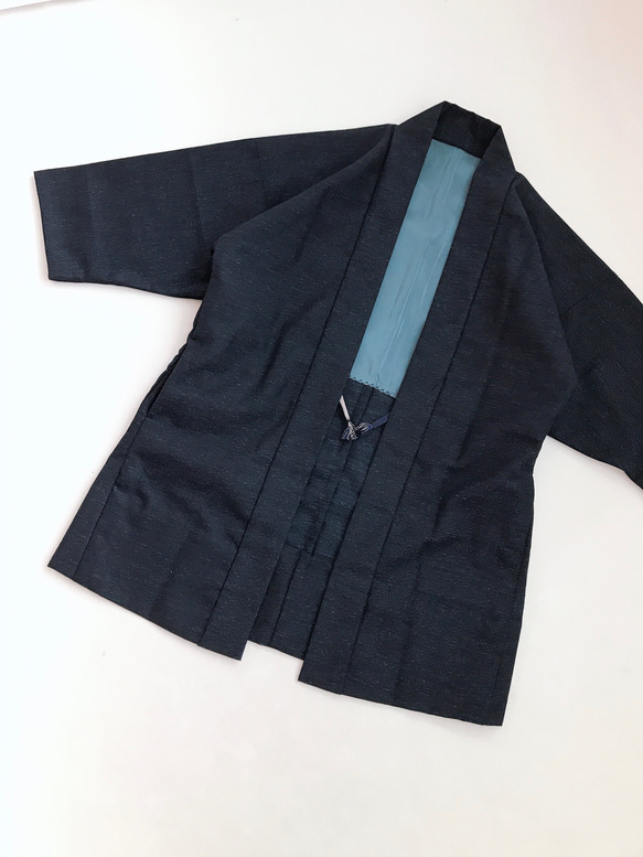 着物リメイク スラッシュポケット付 ロング羽織カーディガン 和コート 和装 和柄 アウター 無地 濃紺色 M〜XL 着物 和 kimono ...