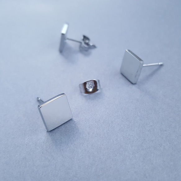 [1ペア] サージカルステンレス スタッドピアス スクエア 本ロジウムメッキ ニッケルフリー キャッチ付き その他素材 3K 通販 ...