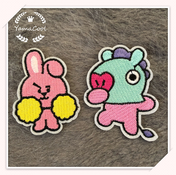 【B33】可愛い刺繍アイロンワッペン 2枚★頑張り屋さん 馬 ウサギ ワッペン・アップリケ ﻿Yama Cool ﻿ワッペン専門館 通販 ...