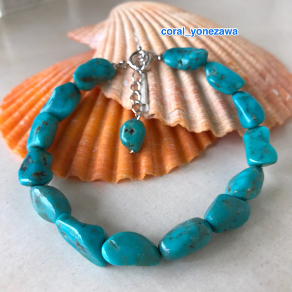ゴロッとターコイズ♪素材感イイ感じのブレスレット ブレスレット coshiyo yonezawa 通販 3898124｜Creema(クリーマ)