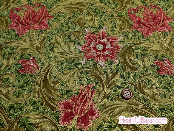 USAコットン(110×50) moda Morris Holiday 1905 Single Stem マルチ 生地 ハートフルバザール ...