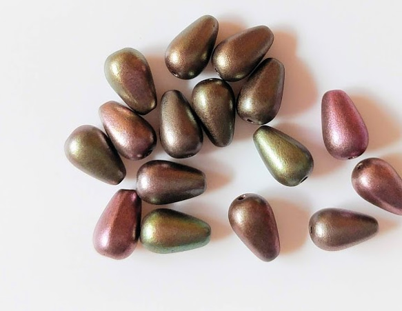 10mm×6mm チェコビーズ ドロップP ダーク系 20個 106DROPALL ビーズ something good 通販 8401001 ...