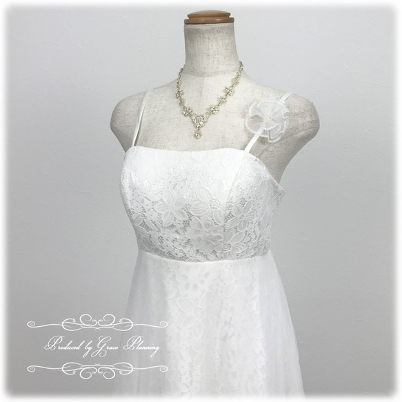 ウェディングドレス 結婚式 二次会ロングドレス シンプルなエンパイアドレス オフホワイト 8859 ドレス Ami Dress 通販