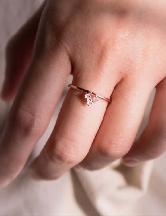 【433スタジオ】925シルバースモールサークルレインボームーンストーンハートハートリング 指輪・リング 433Studio 通販 ...