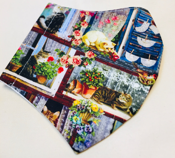 立体マスク USAコットン 窓でまどろむ猫ちゃんたち デシタルプリント③ 布マスク tomopinko76 通販 11612093 ...