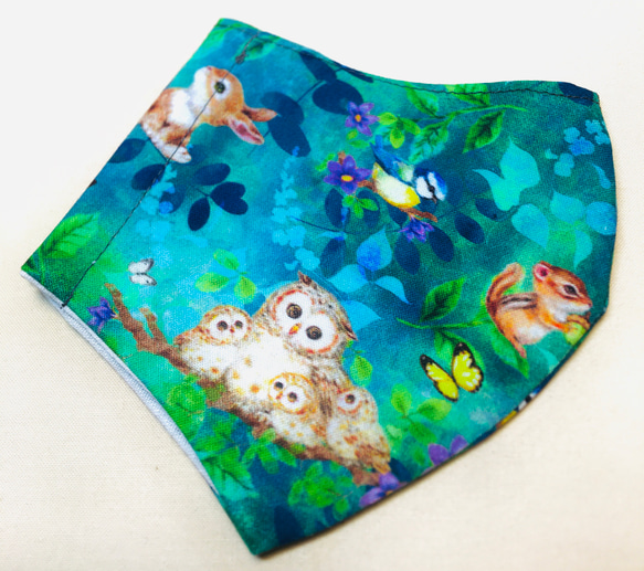 立体マスク USAコットン Michael Miller マイケルミラー フクロウの住む森 数量限定 再入荷 ①/2 布マスク ...
