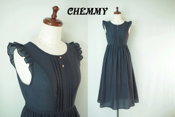 肩先フリル フロントタックワンピース ON15-2 ワンピース CHEMMY 通販｜Creema(クリーマ) 4376499