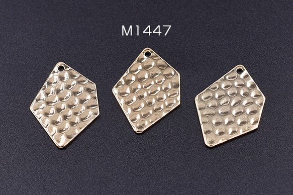 M1447 45個 メタルパーツ プレート 模様入り不規則 1穴 18×25mm ゴールド 3X【15ヶ】 金具・チェーン beads ...