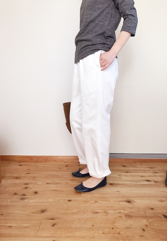 【受注生産】イージーチノパンツ ホワイト ロングパンツ コトリ雑貨店 通販 5620672｜Creema(クリーマ)