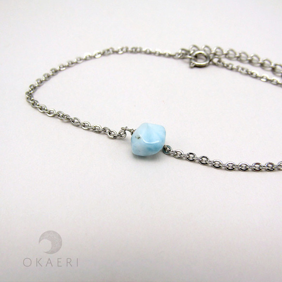 ＊SUMMER SALE＊ ラリマー ステンレス ブレスレット 一粒ブレス 引き輪 アジャスター付き br-0016 ブレスレット ...