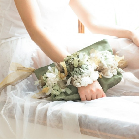 【NEW】フォレスト｜咲き編みクラッチ・ハンドバッグ（デニム） クラッチバッグ chiko 通販 8150264｜Creema(クリーマ)