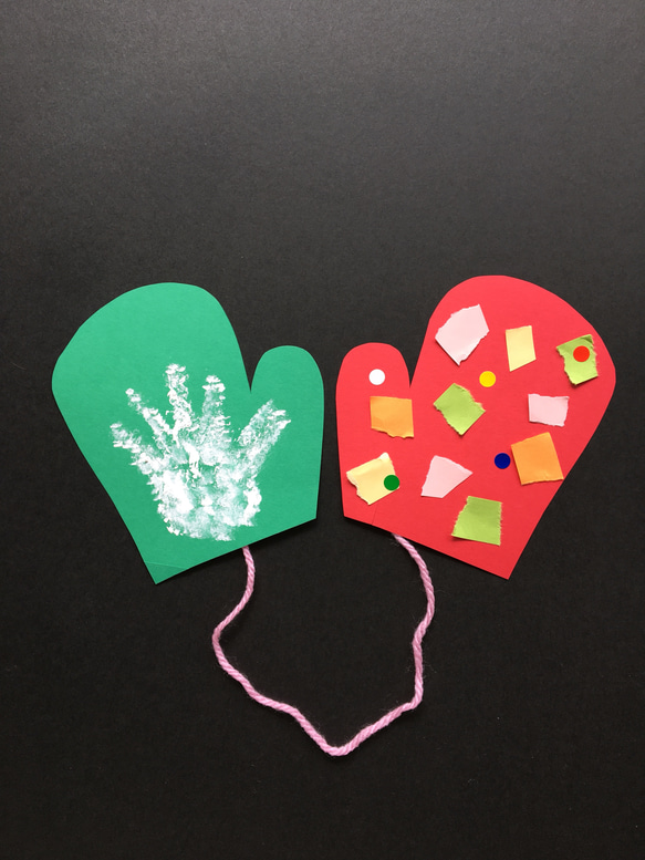 冬 手袋 製作セット 手形アート 壁面飾り 赤6枚、緑6枚 保育園 幼稚園 子ども キッズ 施設 壁 その他アート 眞月 通販 8027187 ...