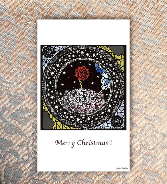 Kirie Design Christmas Card / 一輪の薔薇 / 2枚組 / Atelier TanTan メッセージカード ...