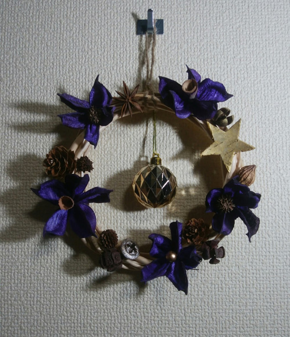 クリスマス・リース 紫2 リース Huku-ya 通販｜Creema(クリーマ) 8150543