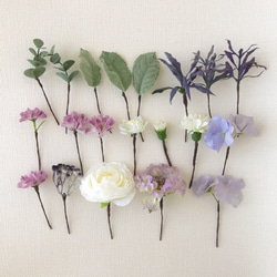 ブライダルブーケ&ブートニア (淡いパープルとオフホワイト系のナチュラルクラッチブーケ) ブーケ La nature.M 通販｜Creema ...