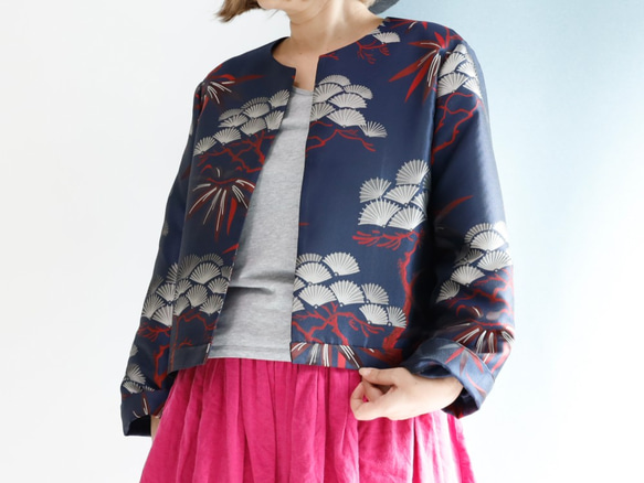 KABUKI ネイビー/レッド クルーネックジャケット 入学式 卒業式 セレモニー オフィス パーティ 結婚式 ジャケット ...